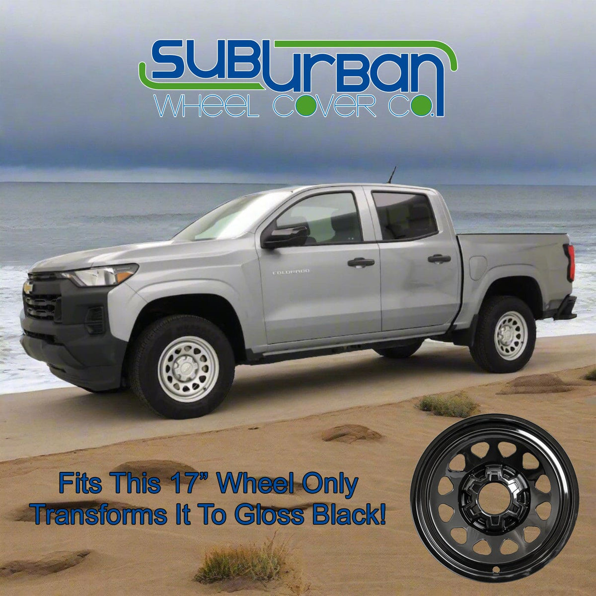 23 24 Chevrolet Colorado WT 17 Gloss Black Wheel Skins IMP 100BLK Suburban Wheel Cover