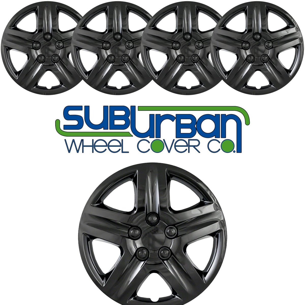 Universal 16" Gloss Black Replacement Hubcaps Wheel Covers | 431-16BLK ...