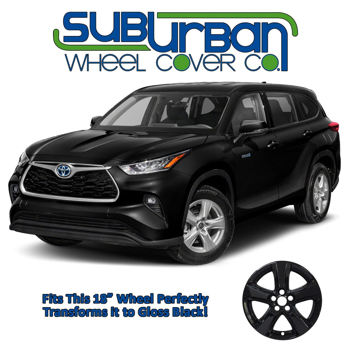 '20-24 Toyota Highlander 18" Gloss Black Wheel Skins | 8977-GB ...